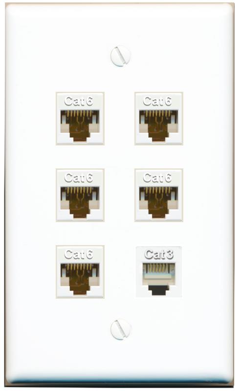 5 CAT6 PHONE Flat/Solid Wall Plate [White] – FindMyWallplates