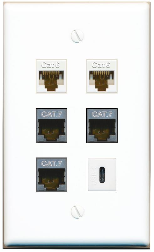2 CAT6 3 CAT7 USBC Flat/Solid Wall Plate [White] – FindMyWallplates