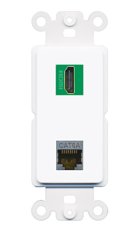 CAT6A HDMI-GREEN Rocker Insert Module Wall Plate [White] – FindMyWallplates