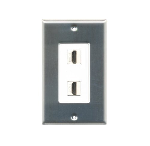 RiteAV - Stainless Steel 2 HDMI Port Wall Plate White Decorative ...