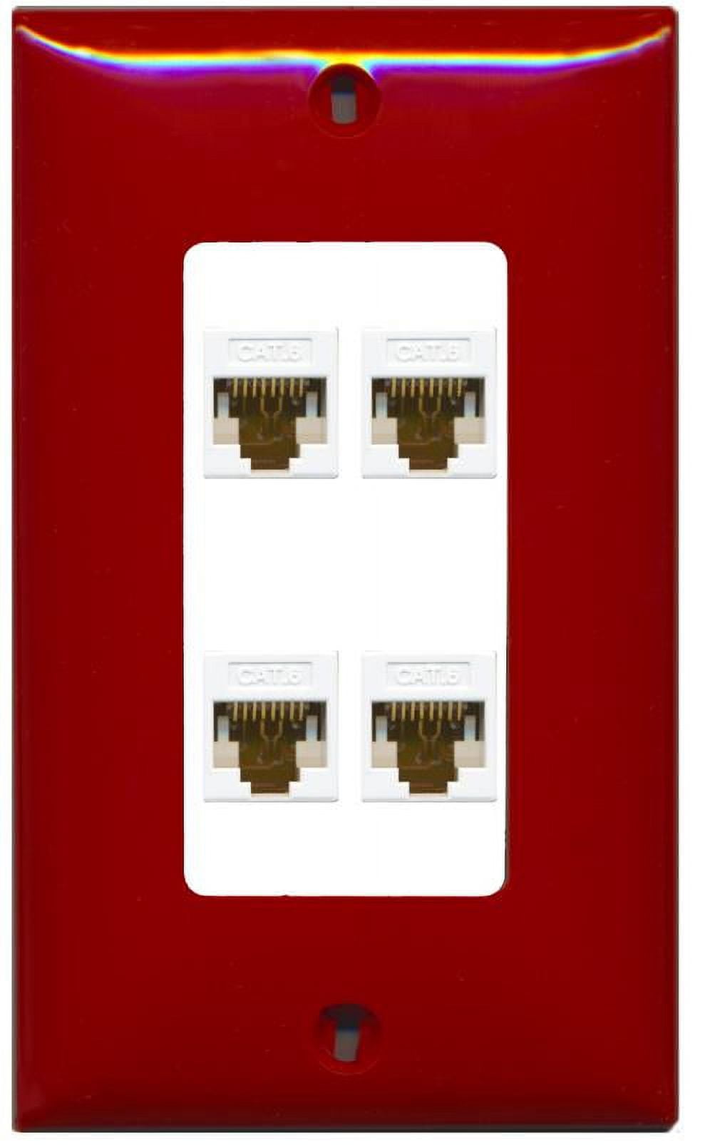 RiteAV Decorative 1 Gang 4 Port Cat6 Wall Plate - Red/White ...