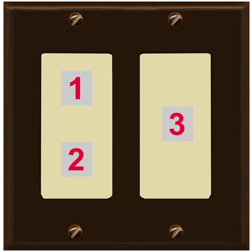 RiteAV Custom Wall Plate 3 Port - 2 Gang [Brown/Ivory] – FindMyWallplates