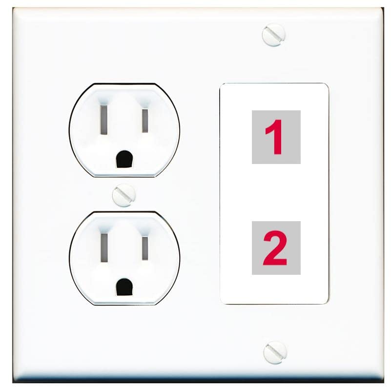 RiteAV Custom Wall Plate 2 Port - Tamper Res Round [White/White ...