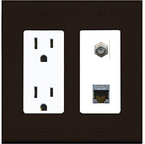 RiteAV - 15 Amp Power Outlet 1 Port Coax Cable TV- F-Type and Shielded ...