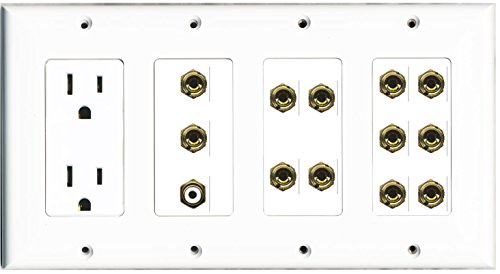 RiteAV - (4 Gang 15A Power Outlet RCA (White) 12 Banana (for 6 Speaker ...