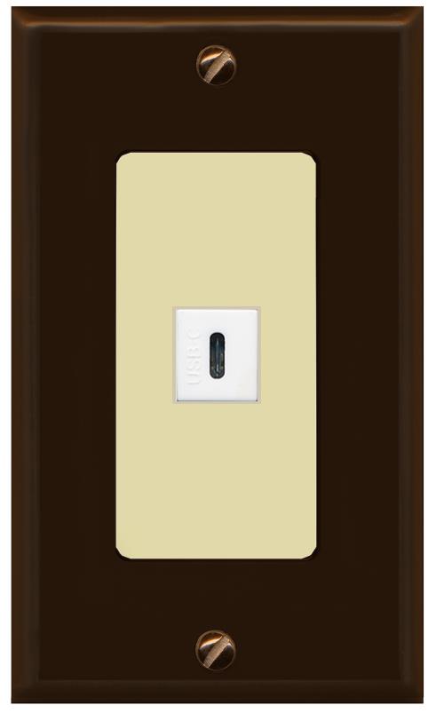 RiteAV USBC Wall Plate - 1 Gang [Brown/Ivory] – FindMyWallplates