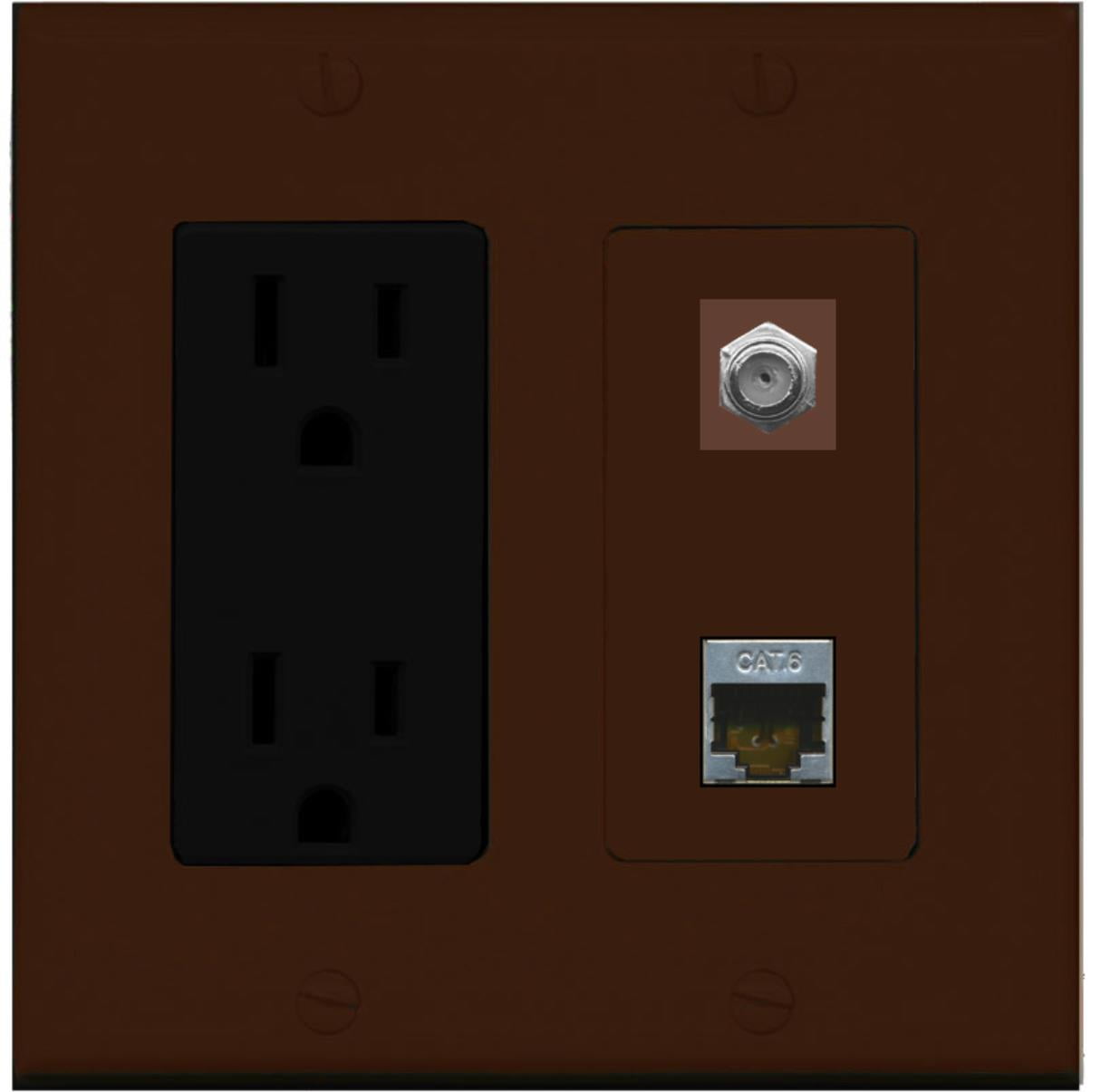 RiteAV - 15 Amp Power Outlet and 1 Port Coax Cable TV- F-Type and 1 Po ...
