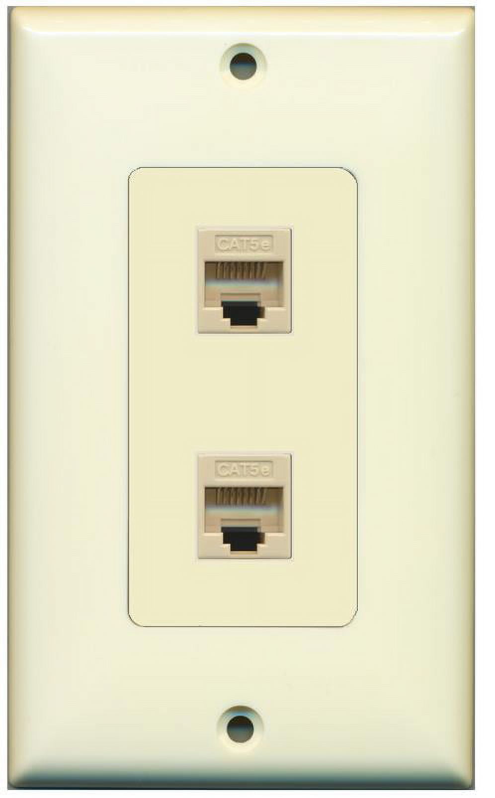 RiteAV Decorative 1 Gang 2 Port Cat5e Wall Plate - Light Almond/Light ...