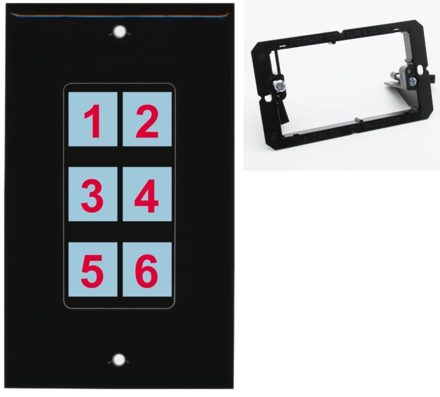 6 Port Custom Keystone Wall Plate DecorZ Black w/Mounting Bracket ...